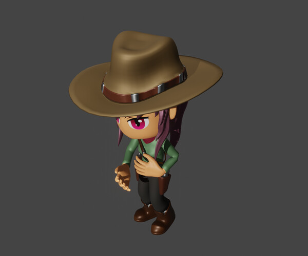 ArtStation - Animated western Female Gunslinger- Toon Cowgirl | Game Assets