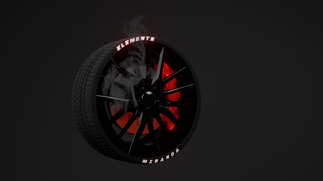 ArtStation - Sports tires and rims, red hot brake disc + brake caliper ...