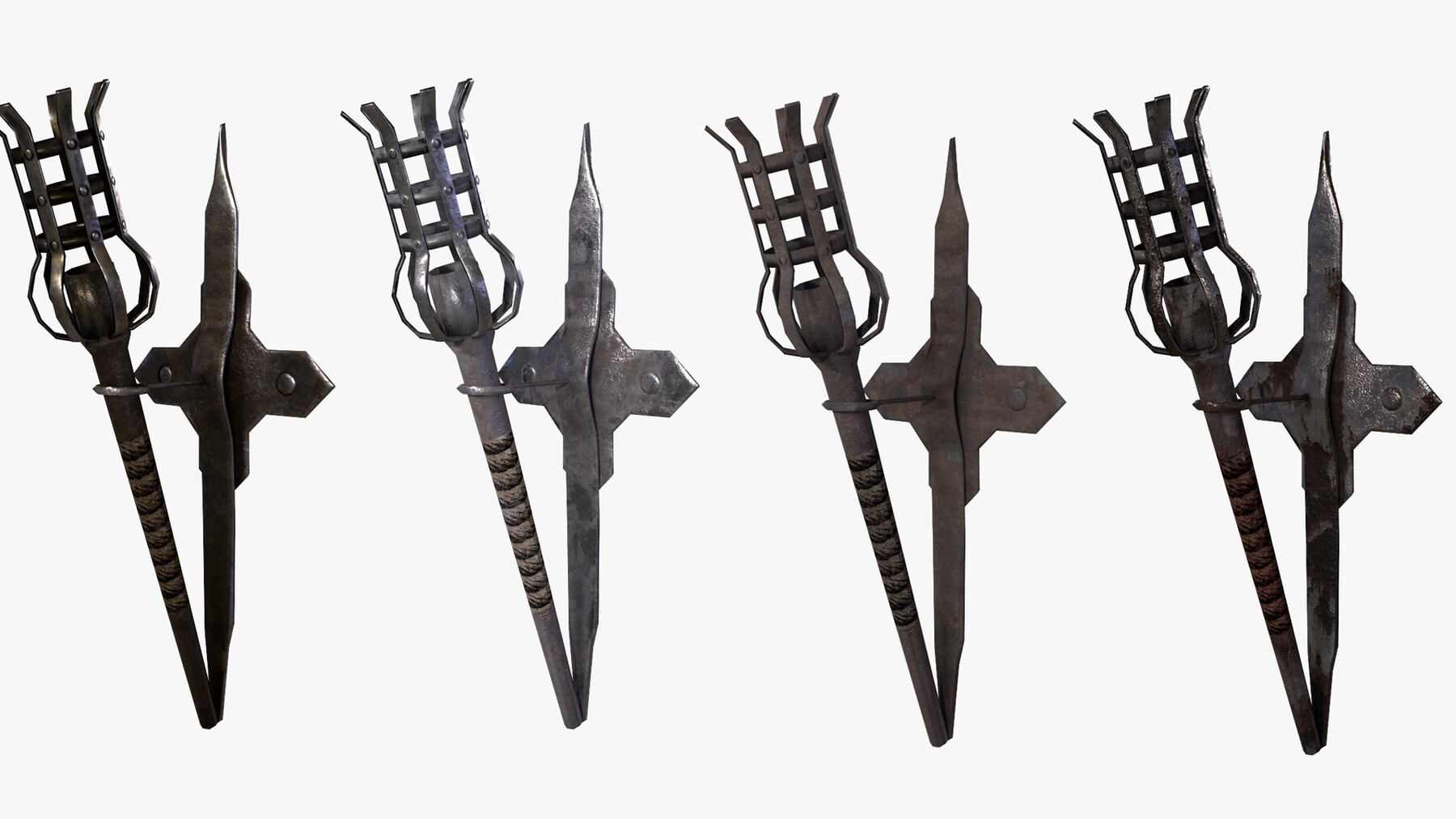 ArtStation - Wall Torch PACK - 4 Medieval Castle Dungeon Torch - PBR 4k ...