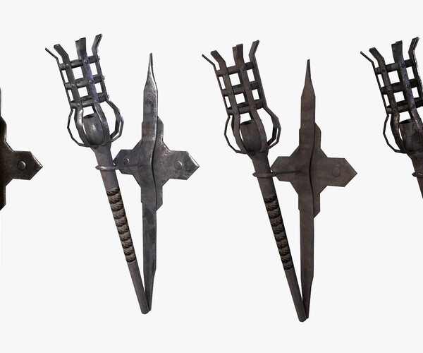 ArtStation - Wall Torch PACK - 4 Medieval Castle Dungeon Torch - PBR 4k ...