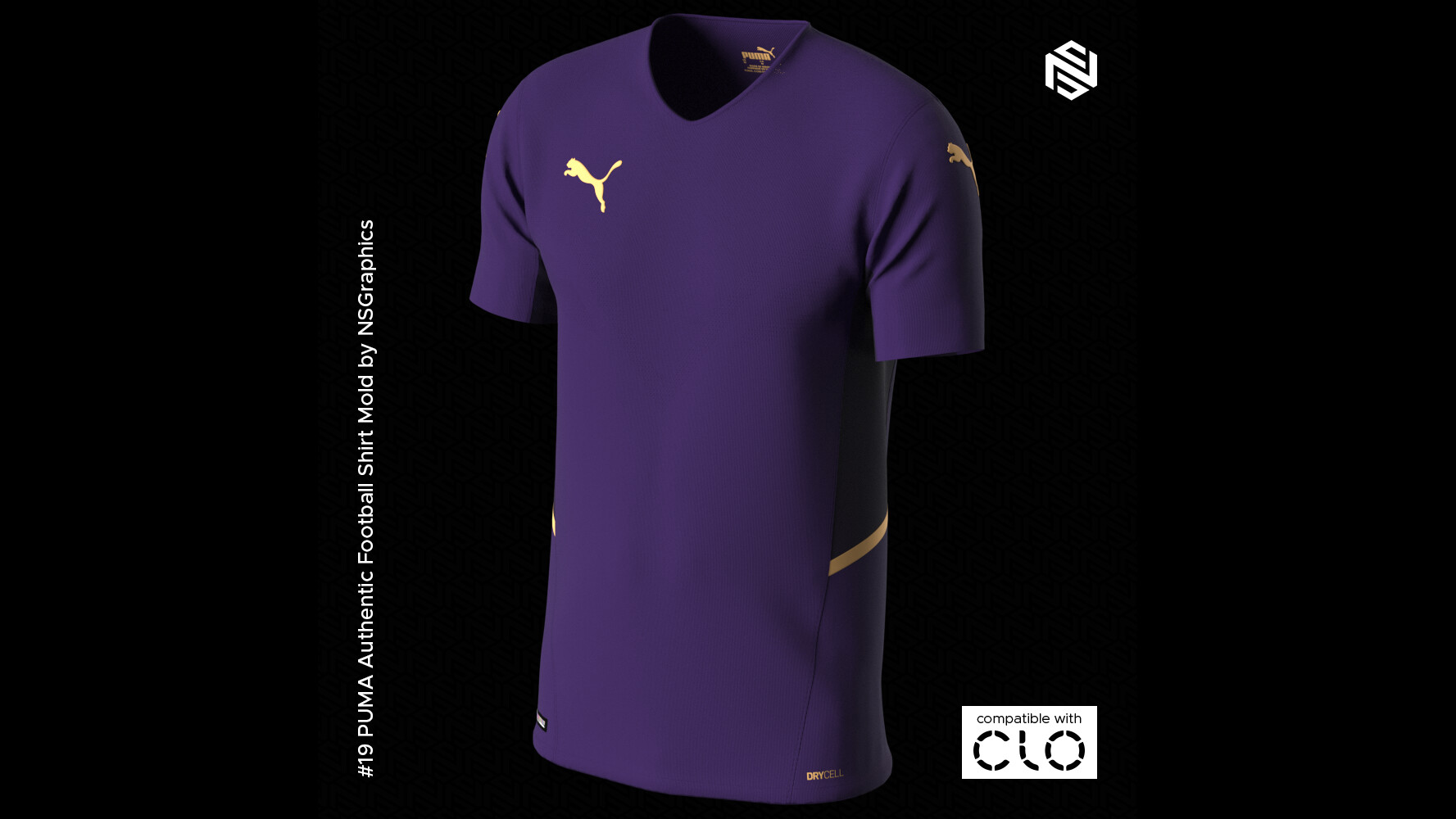 NSGraphics - PUMA Authentic Football Shirt for CLO3D & Marvelous Designer