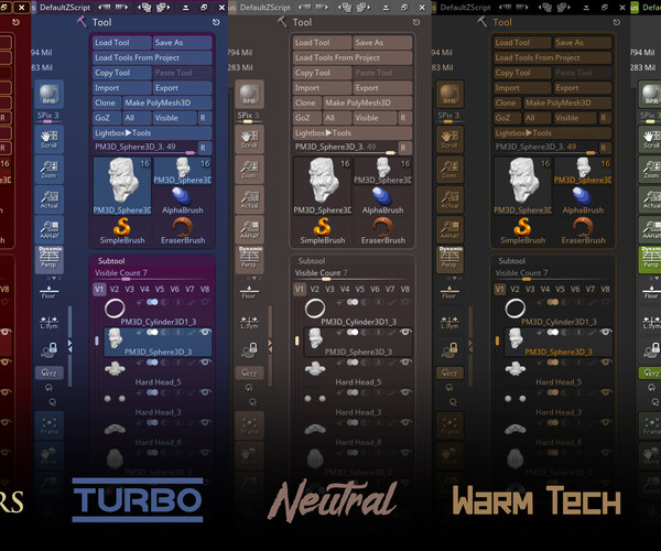 Artstation Zbrush Ui Colors Ii User Interface Colors Brushes