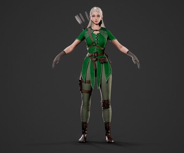 ArtStation - Archer Girl Low-poly 3D model | Game Assets