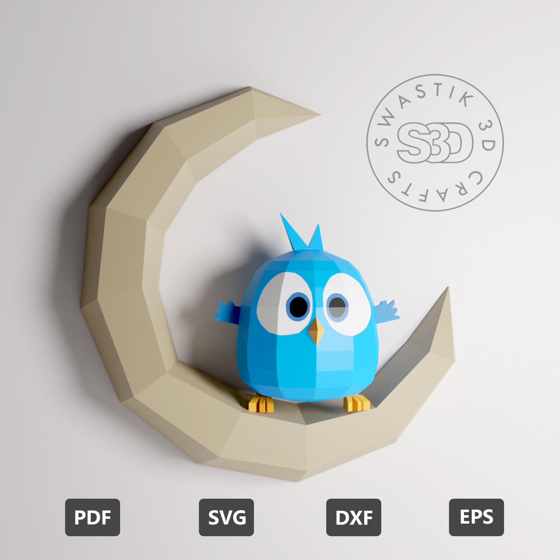 ArtStation - PDF Template of Baby Bird On Moon / Hatchling / Papercraft ...