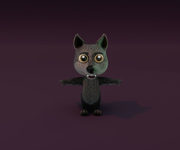 ArtStation - Cartoon Black Wolf Animated 3D Model | Game Assets