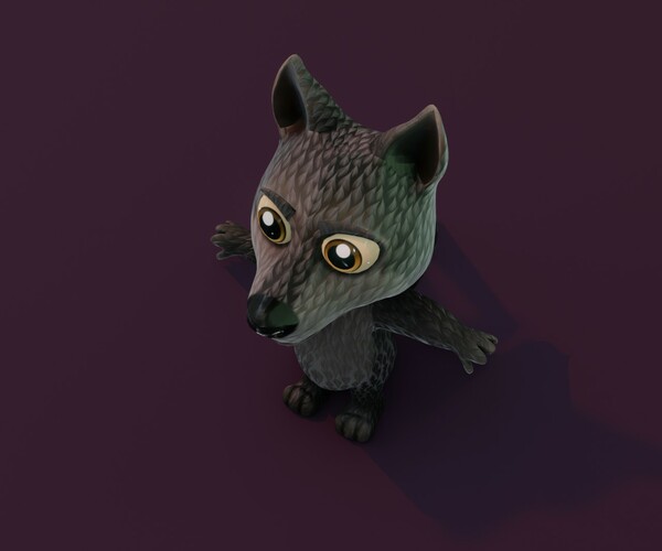 ArtStation - Cartoon Black Wolf Animated 3D Model | Game Assets