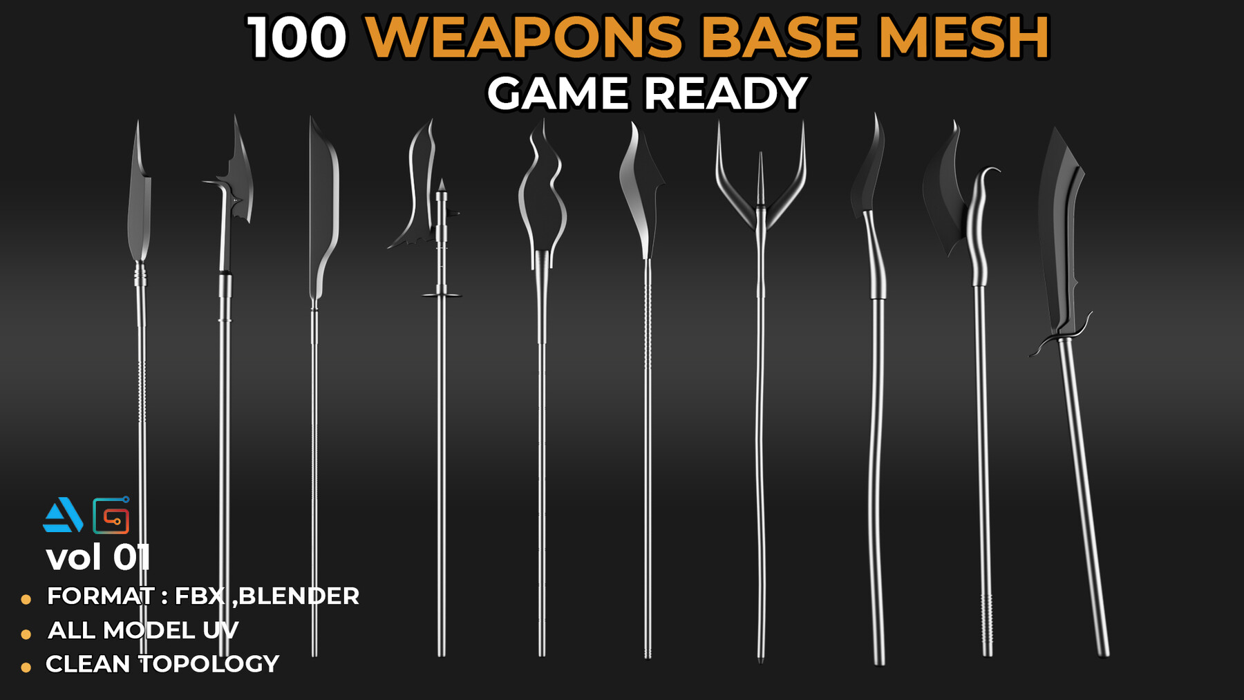ArtStation - 100 WEAPONS BASE MESH | Game Assets