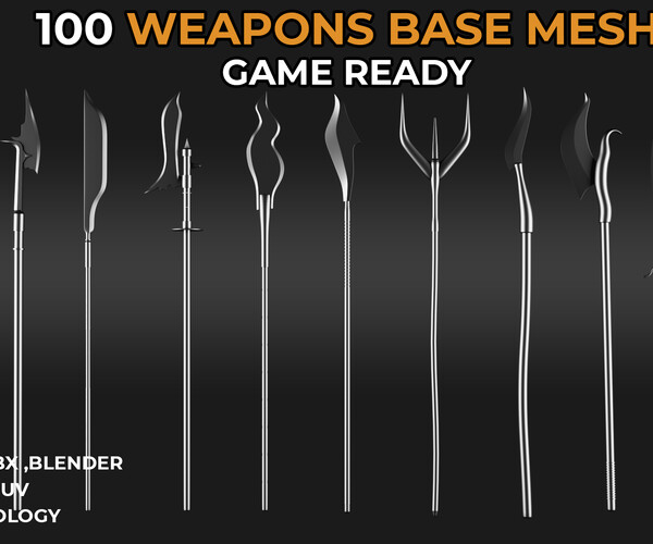 ArtStation - 100 WEAPONS BASE MESH | Game Assets