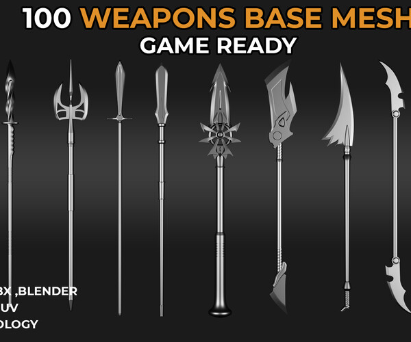 ArtStation - 100 WEAPONS BASE MESH | Game Assets