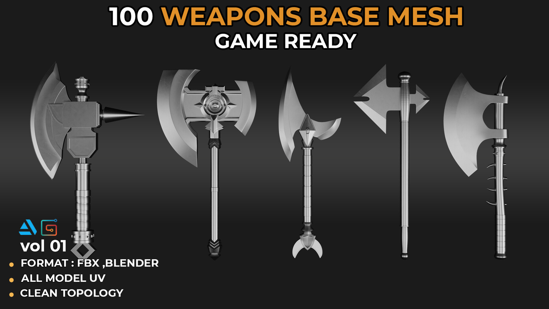 ArtStation - 100 WEAPONS BASE MESH | Game Assets