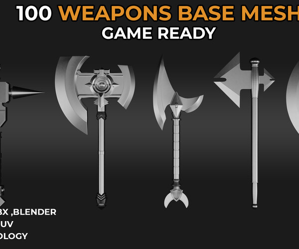 ArtStation - 100 WEAPONS BASE MESH | Game Assets
