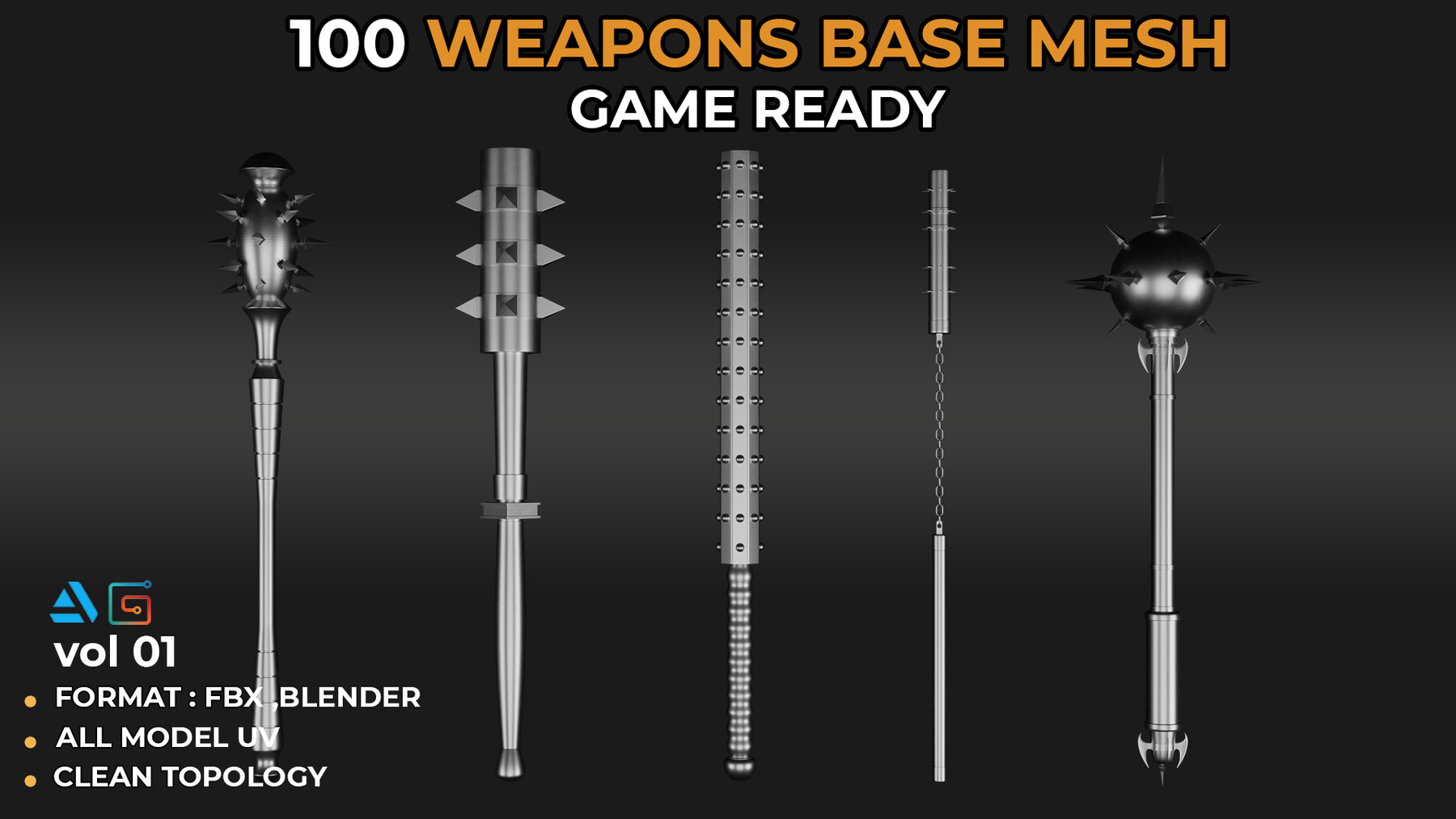 ArtStation - 100 WEAPONS BASE MESH | Game Assets