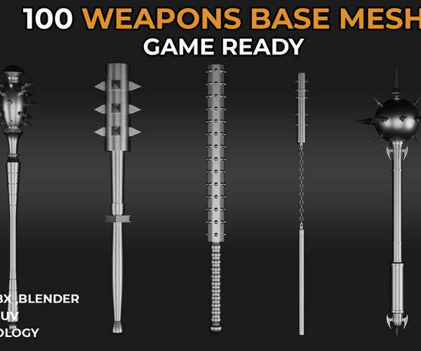 ArtStation - 100 WEAPONS BASE MESH | Game Assets