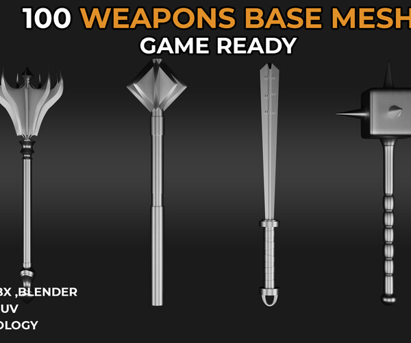 ArtStation - 100 WEAPONS BASE MESH | Game Assets