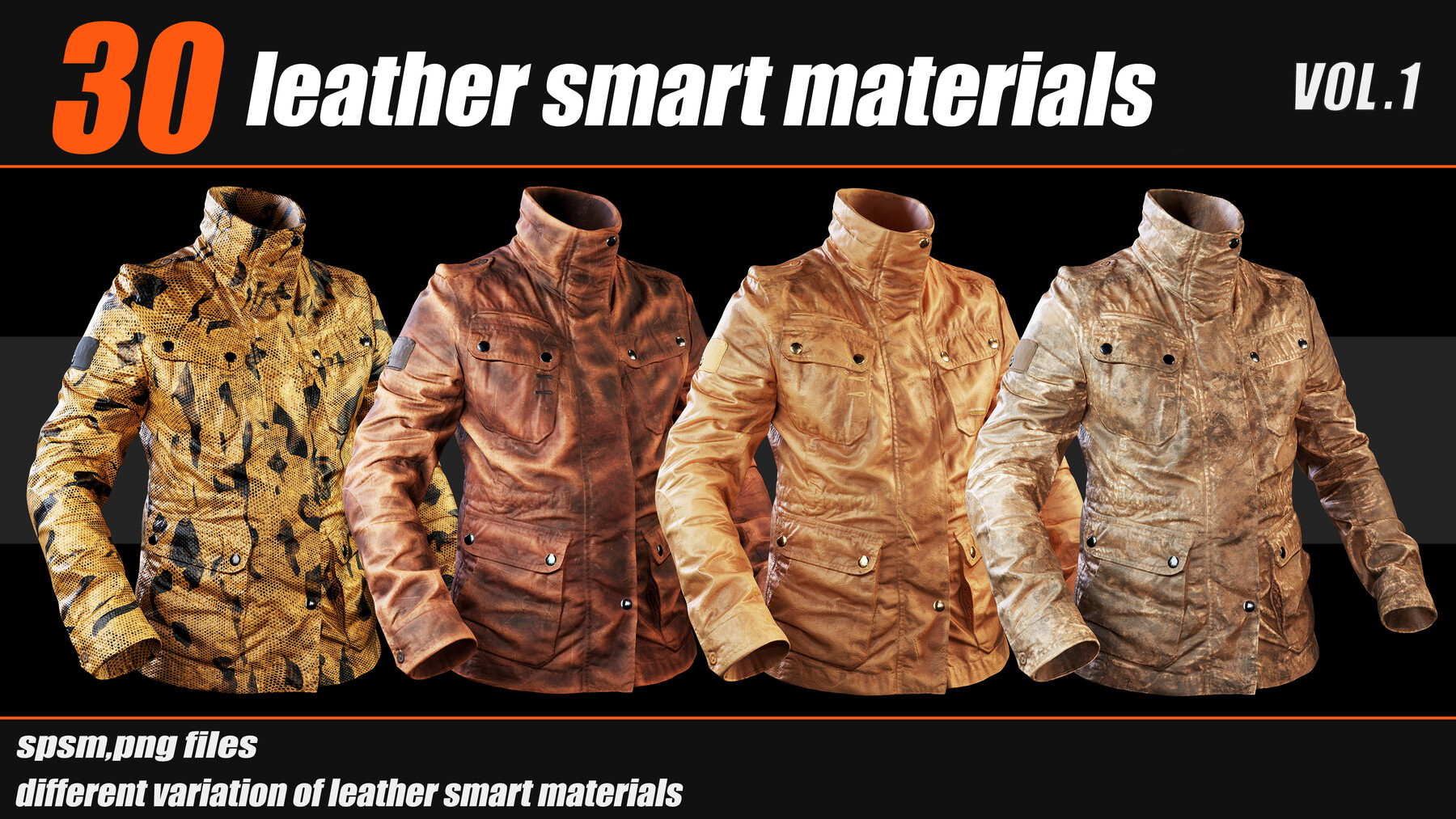 ArtStation - 30 High Quality Leather Smart Materials_VOL01 | Game Assets