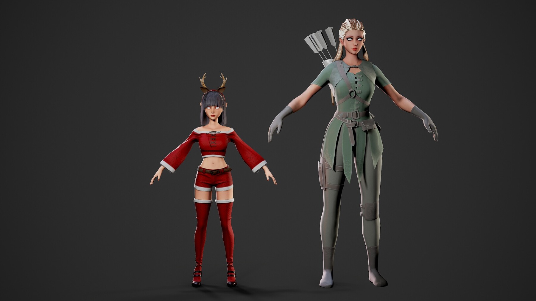 ArtStation - Christmas Elf Girl - Game Ready Low-poly 3D model | Game ...