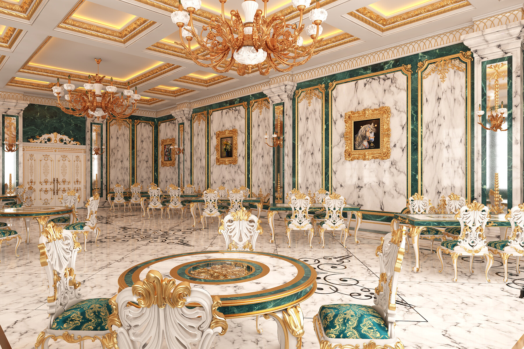 ArtStation - Classic Restaurant İnterior Design Green | Resources