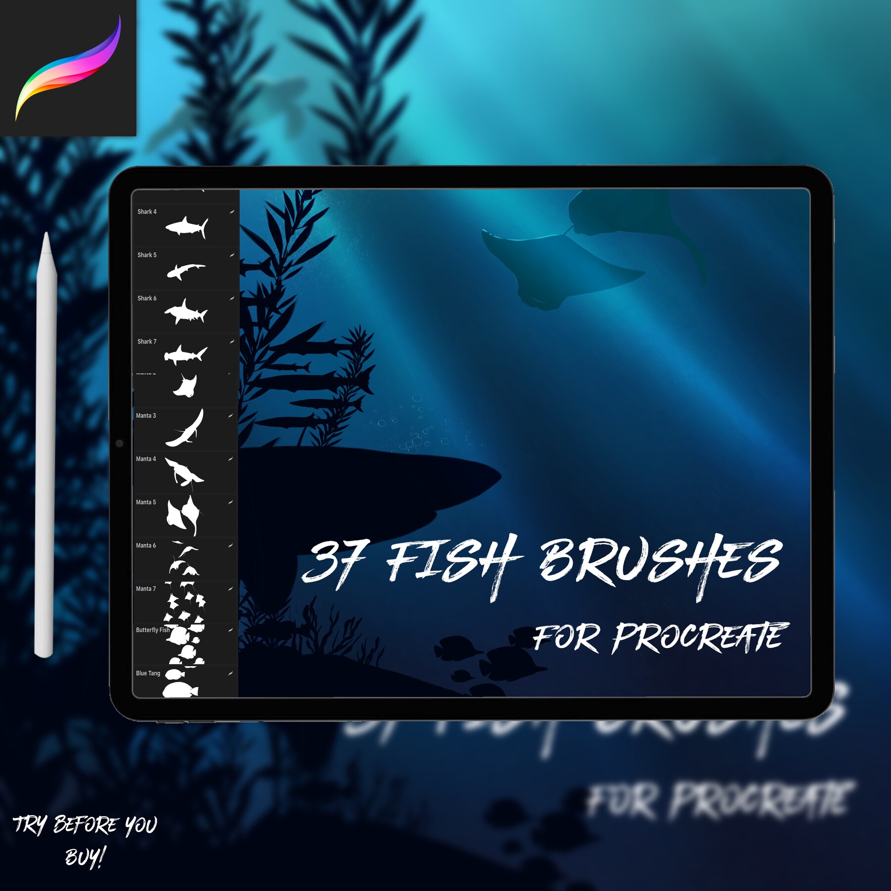 ArtStation - 37 Fish Brushes for Procreate | Brushes