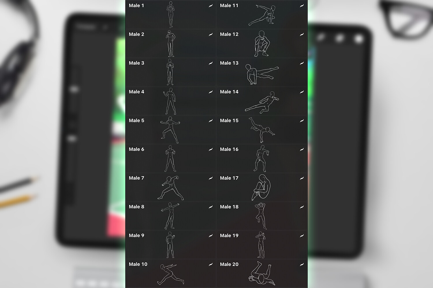 ArtStation - 40+ Male and Female Body Poses Stamps for Procreate | Brushes