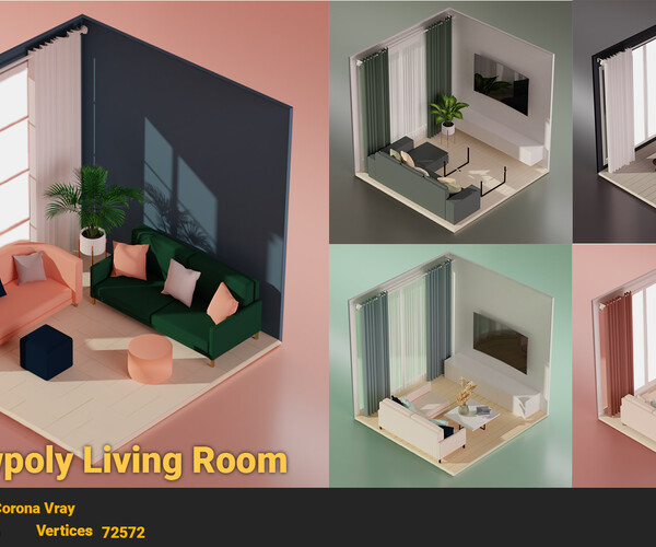 ArtStation - 5 Lowpoly Living room | Resources