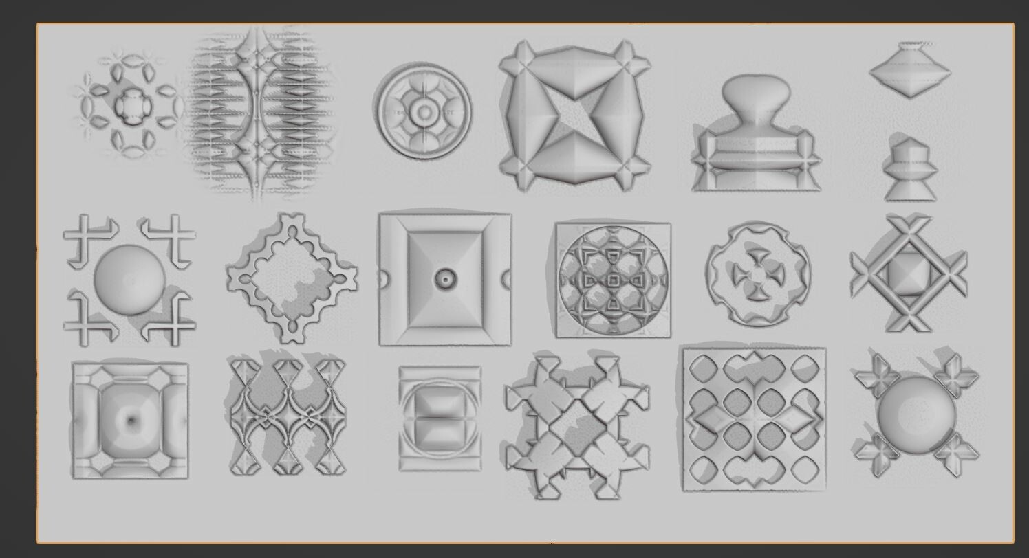 ArtStation - Pack of 107 alpha textures - procedural Blender3D | Brushes