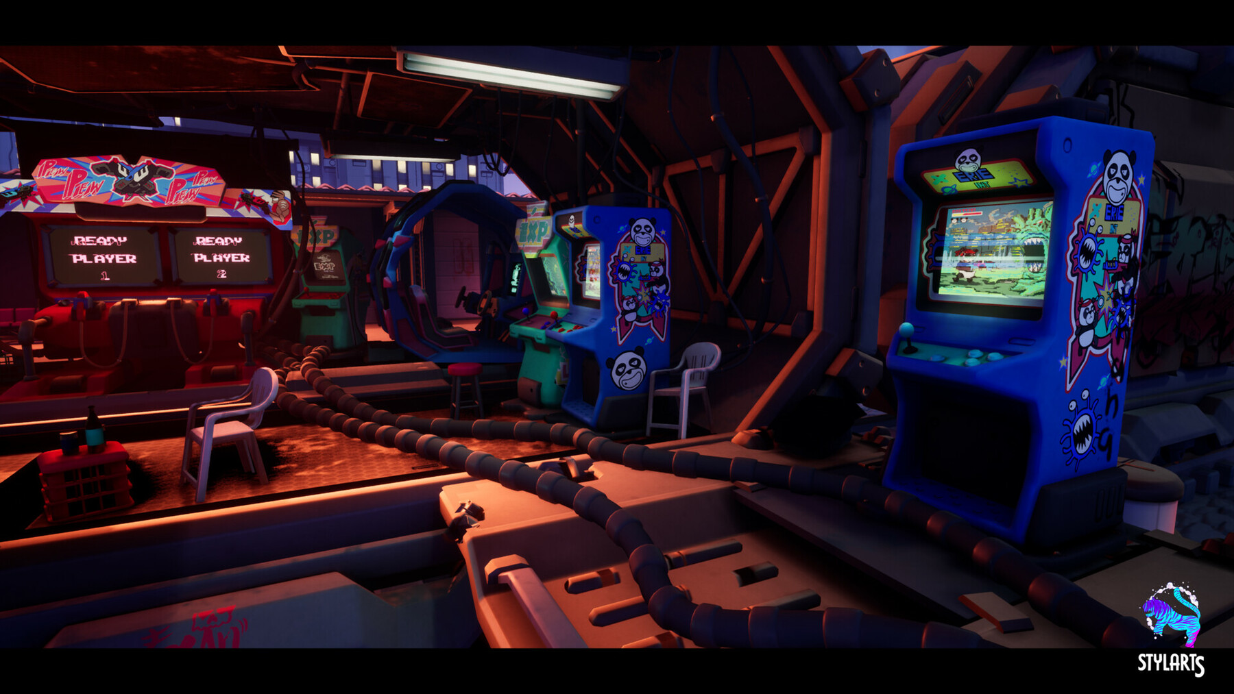 ArtStation - Stylized Cyberpunk Arcade Environment | Game Assets