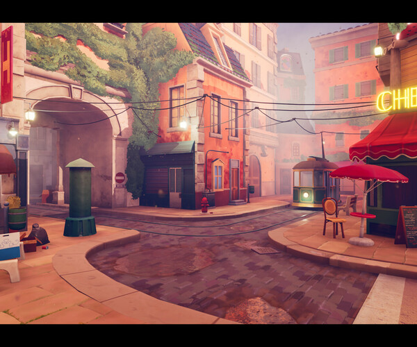 ArtStation - Stylized Paris Street | Game Assets