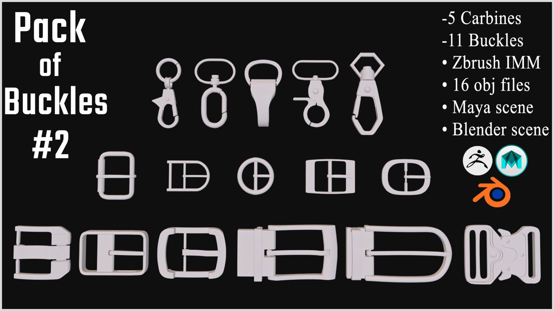 ArtStation - Pack of Buckles 2 / Zbrush IMM | Brushes