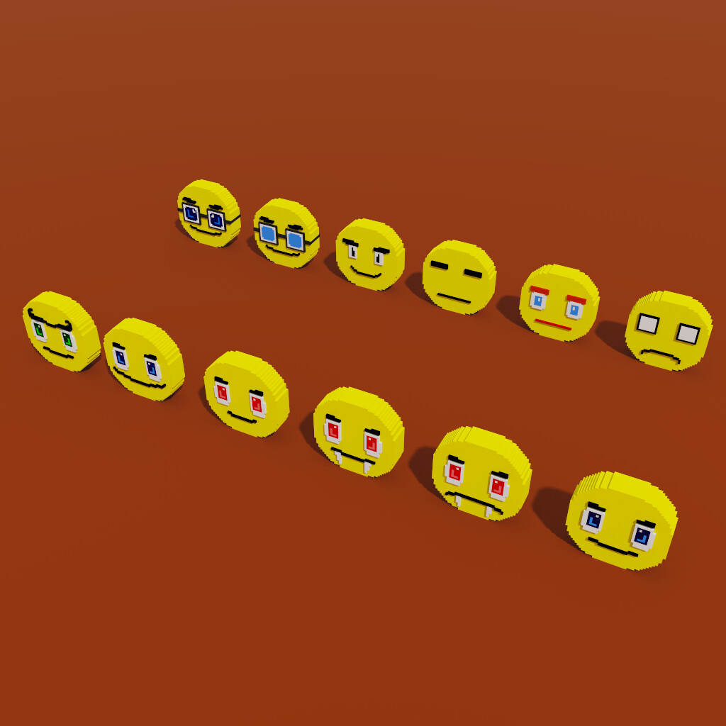 ArtStation - 3d voxel coin face | Game Assets