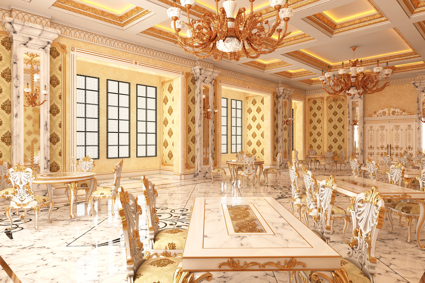 ArtStation - Classic Restaurant Interior Design White | Resources