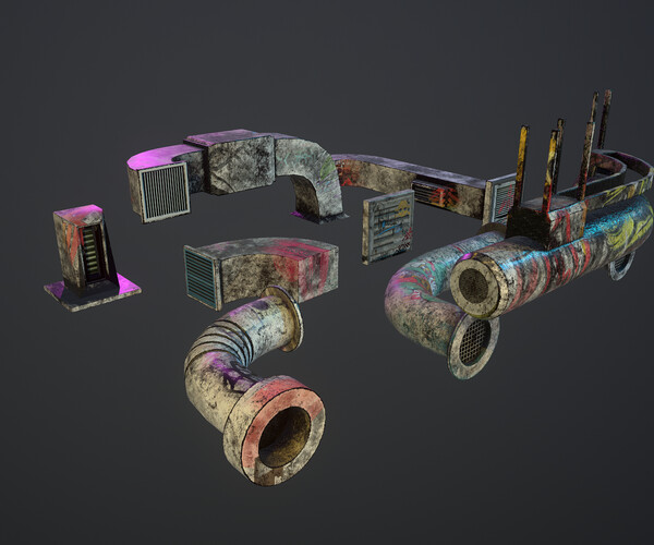 ArtStation - Cyberpunk Air Ducts Pack | Game Assets