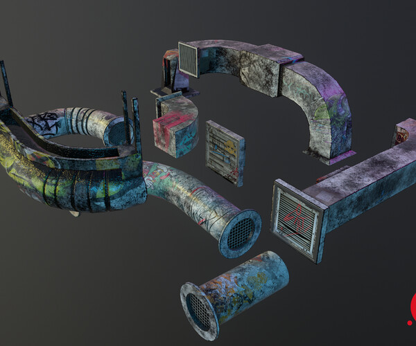 ArtStation - Cyberpunk Air Ducts Pack | Game Assets