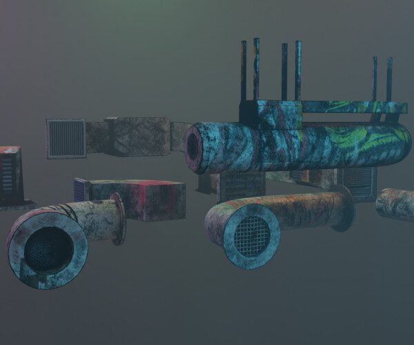 ArtStation - Cyberpunk Air Ducts Pack | Game Assets