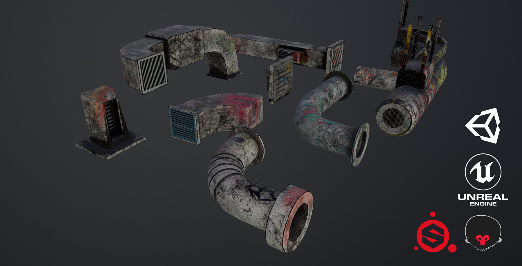 ArtStation - Cyberpunk Air Ducts Pack | Game Assets