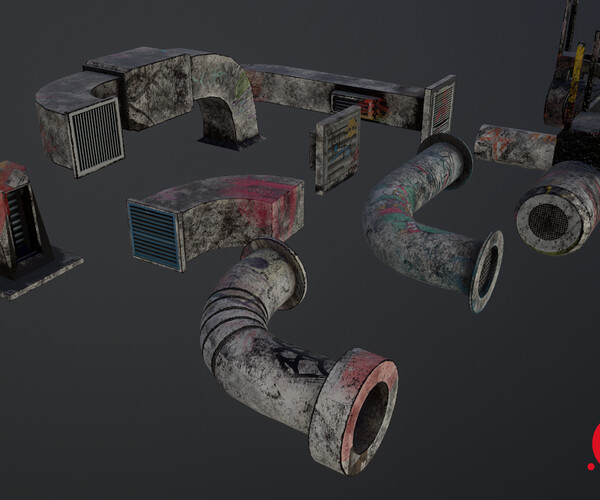 ArtStation - Cyberpunk Air Ducts Pack | Game Assets