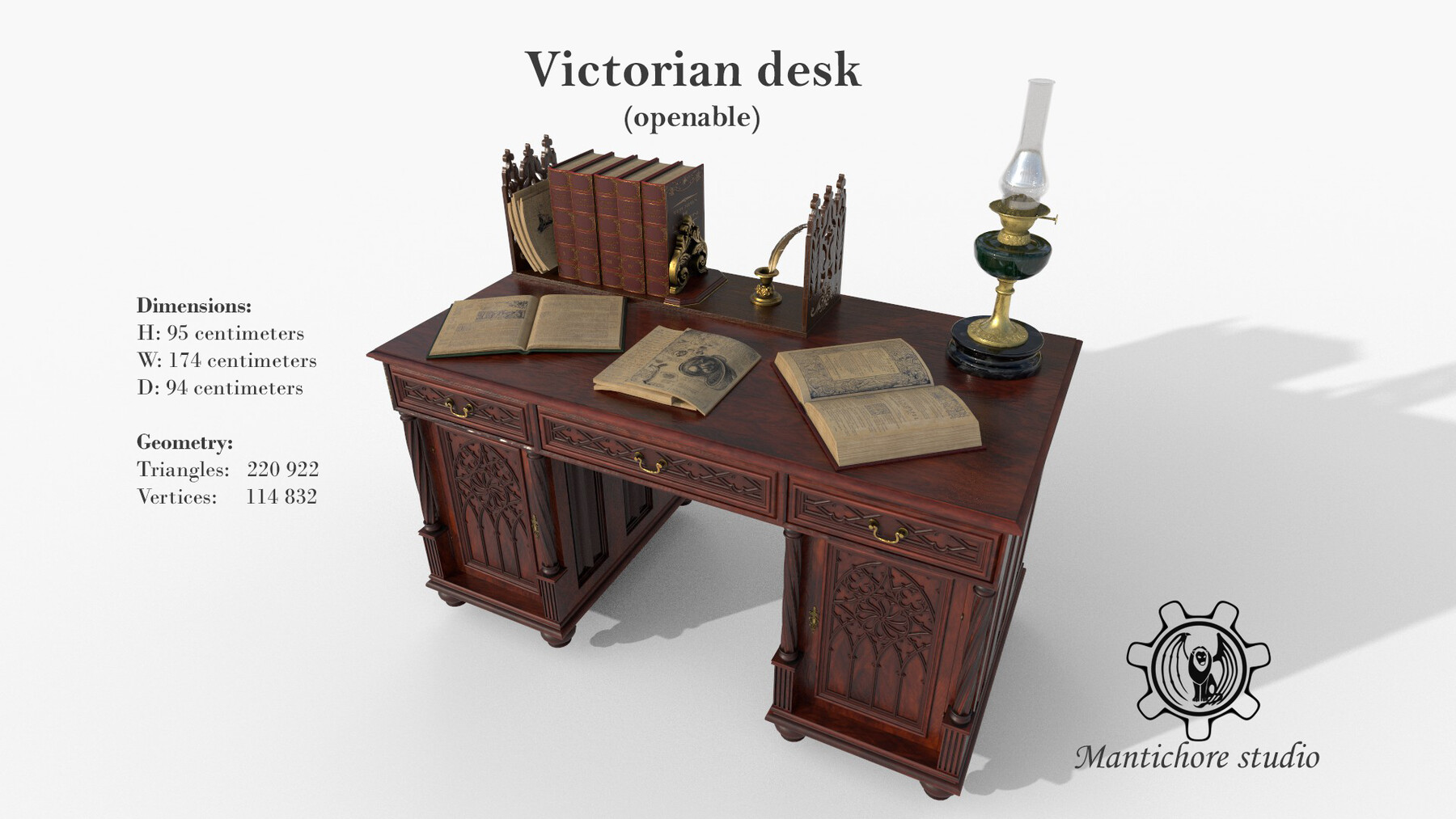 ArtStation - Victorian work desk (openable) | Game Assets