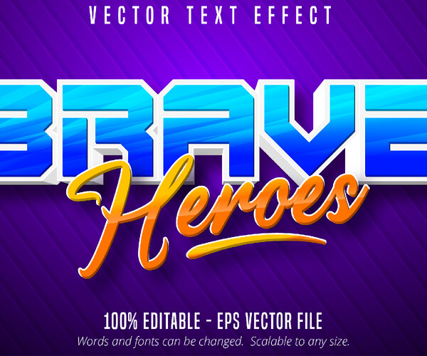 ArtStation - Brave heroes text, cartoon style editable text effect ...