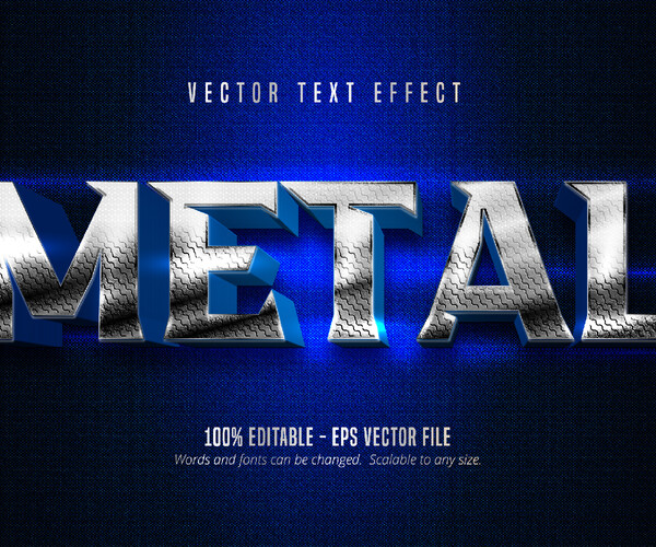 ArtStation - Metal text, metallic silver style editable text effect ...