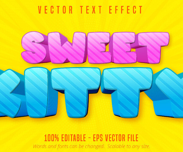 ArtStation - Sweet kitty text, cartoon style editable text effect ...