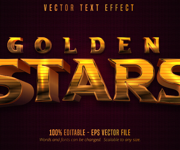ArtStation - Golden stars text, shiny golden style editable text effect ...
