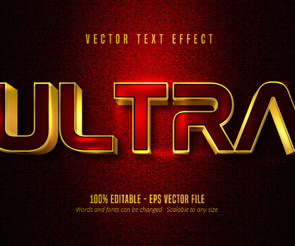 ArtStation - Ultra text, luxury golden editable text effect on red and ...