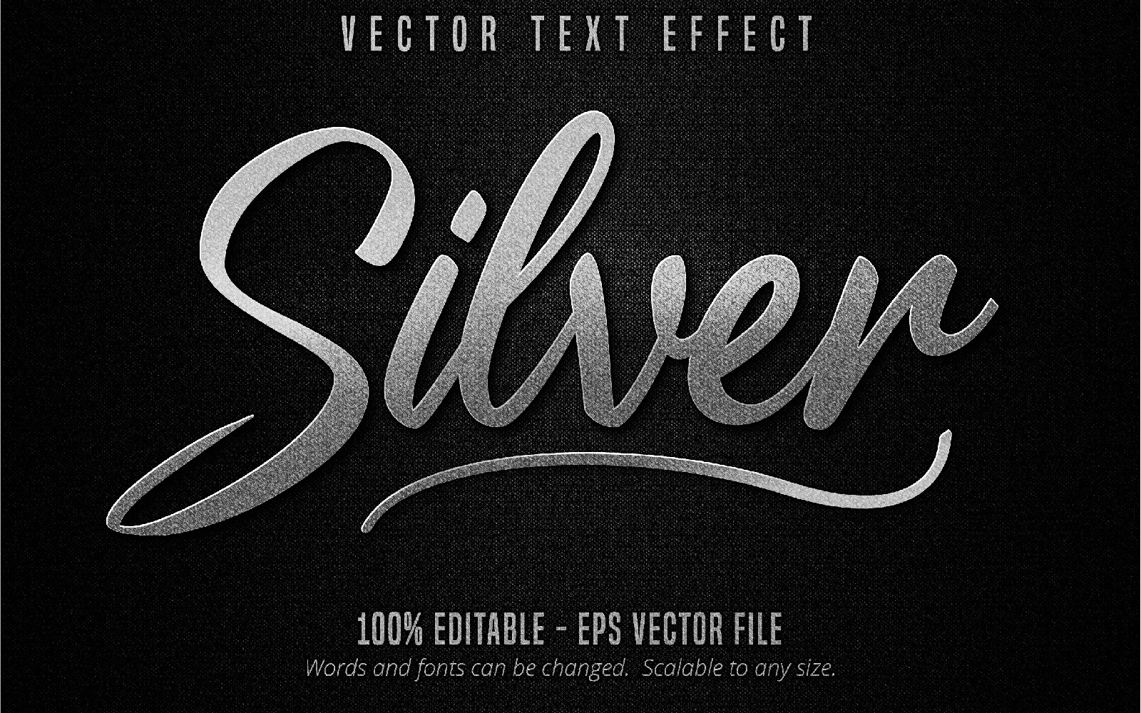 ArtStation - Metallic silver editable text effect on black canvas ...