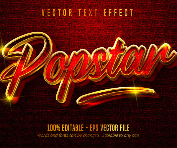 ArtStation - Popstar text, shiny golden style editable text effect ...
