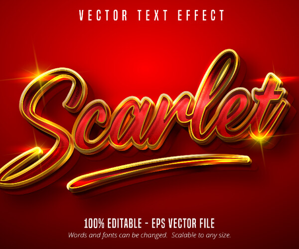 ArtStation - Scarlet text, shiny gold and red color style editable text ...