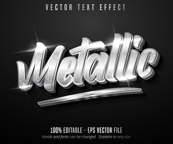 ArtStation - Metallic text, shiny silver style editable text effect ...