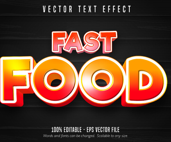 ArtStation - Fast food text, cartoon style editable text effect | Artworks