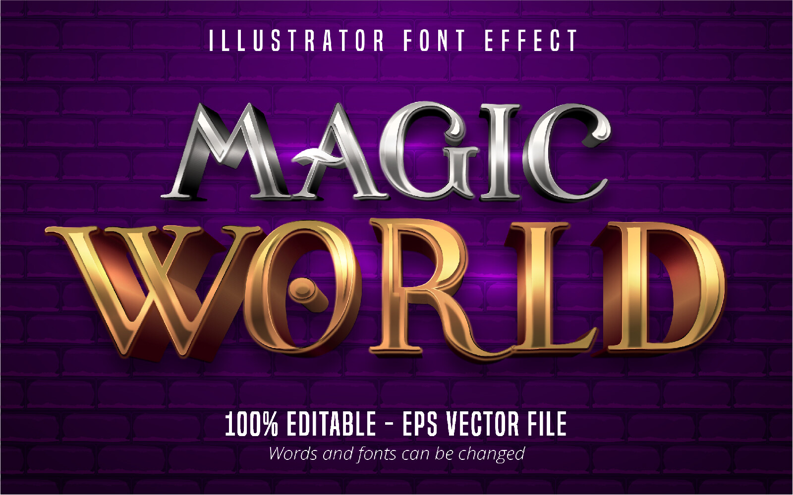 ArtStation - Magic World text, 3d gold and silver metallic style ...