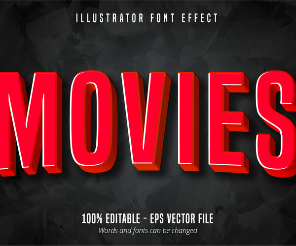 ArtStation - Movies text, 3d red movie style editable font effect ...