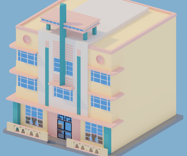 ArtStation - Art Deco Buildings Set Low Poly Low-poly 3D model | Game ...