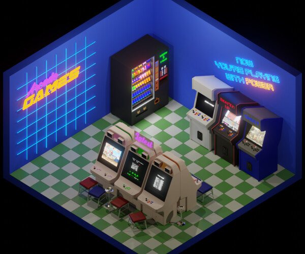 ArtStation - Arcade Center Low Poly set 3D model | Game Assets